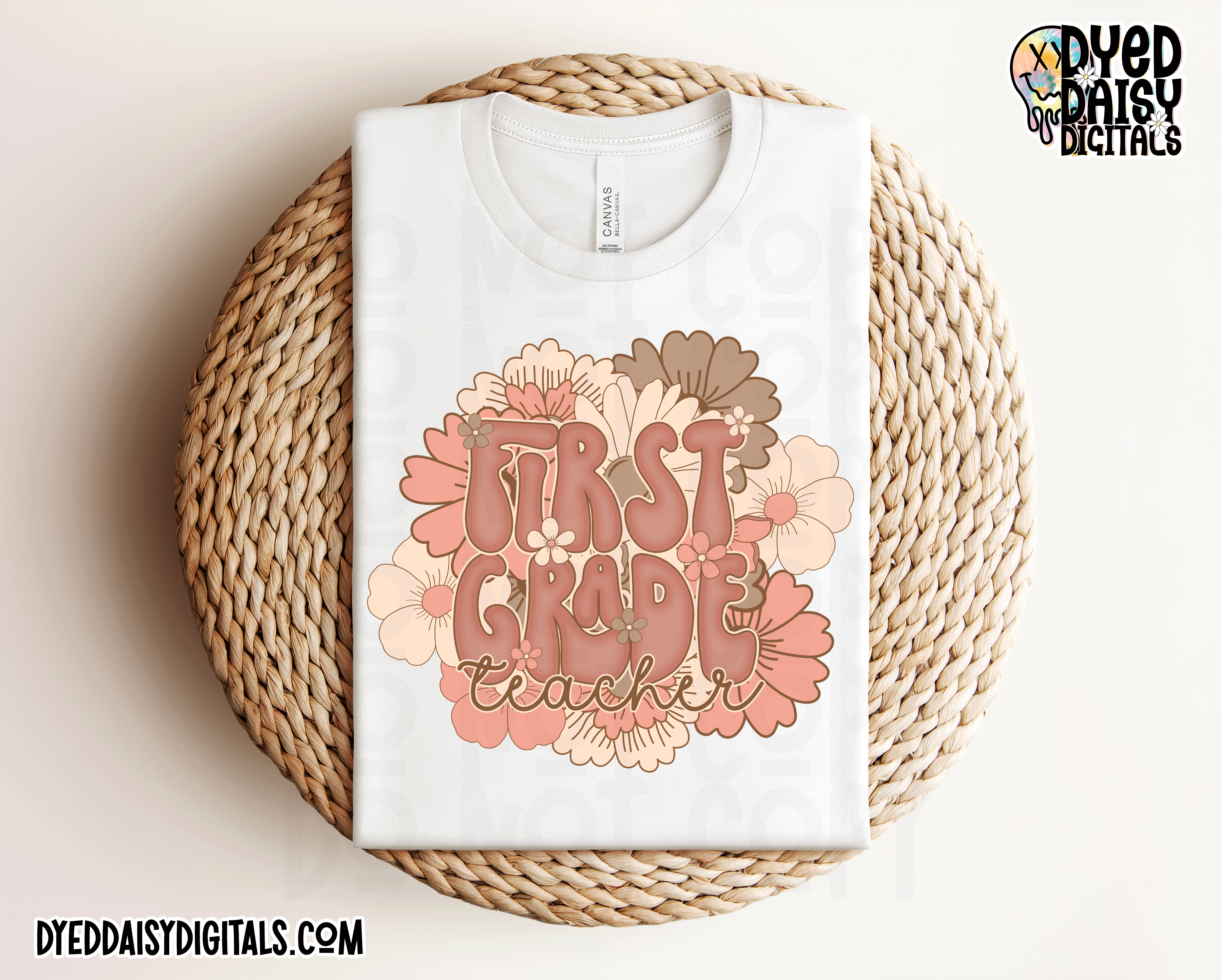 Retro Flowers 1st Grade Teacher - Digital Download – Rice Design ...